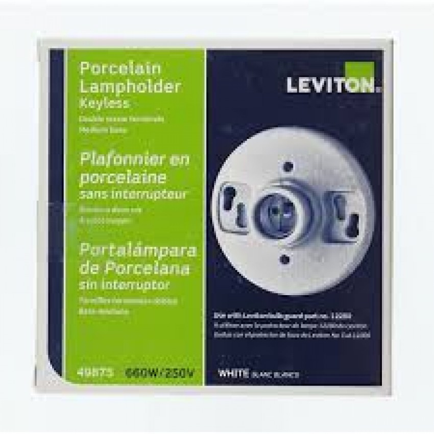 Roseta de porcelana sin cadena de 4" de color blanco LEVITON LEVITON